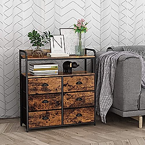 Nightstand with 3 Drawer and Dresser with 6 Drawer and Shelves Clothes Organizer Storage Towel Unit for Bedroom,Living Roomd,Entryway,Home Furniture Rustic Industrial Style