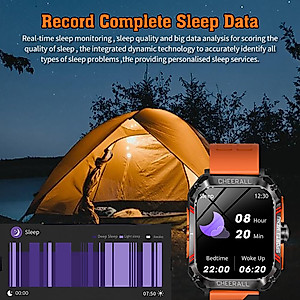 Cheerall 2.02” HD Touch Screen Military Smart Watch for Answer Make Calls, Tactical Fitness Tracker with Games 120+ Workout Modes Heart Rate SpO2 Sleep Monitor for Android iOS (Orange)