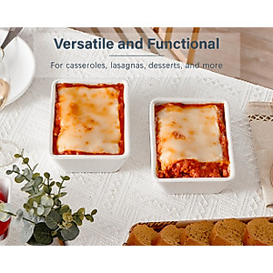 ONEMORE Small Baking Dish, Rectangle Ceramic Baking Dish for Oven, Individual Casserole Dishes for Toaster Oven, 5x7 Small Deep Lasagna Baking Dish, Oven Safe, 1-2 Person Baking Dishes Set of 4, White