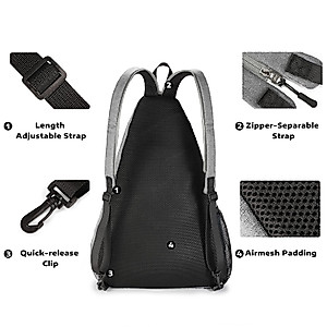 A11N Pickleball Bag, Reversible Crossbody Sling Bag / Backpack for Women Men, Charcoal