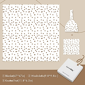 Baby Swaddle Blankets Set with Matching Hat and Drool Cloth Organic Cotton Muslin Blanket Soft Newborn Wrap Receive Blanket Photography Prop Large 47 * 47 Shower Gifts for Boys Girls (Goose)