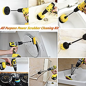 Shieldpro 45 Piece Drill Brush Attachment Set, All Purpose Power Clean Scrubber Brush, Scrub Pads & Sponge with Extend Long Attachment for Bathroom, Kitchen,Grout,Tub,Tile,Corners, Auto