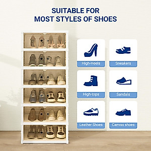 FLEXIMOUNTS Shoe Rack Organizer Storage Box 9 Tiers-18 Pairs, Portable Folding Shoe Rack for Closet Entryway, Collapsible Shoe Cabinet with Magnetic Clear Door for Front Door Entrance