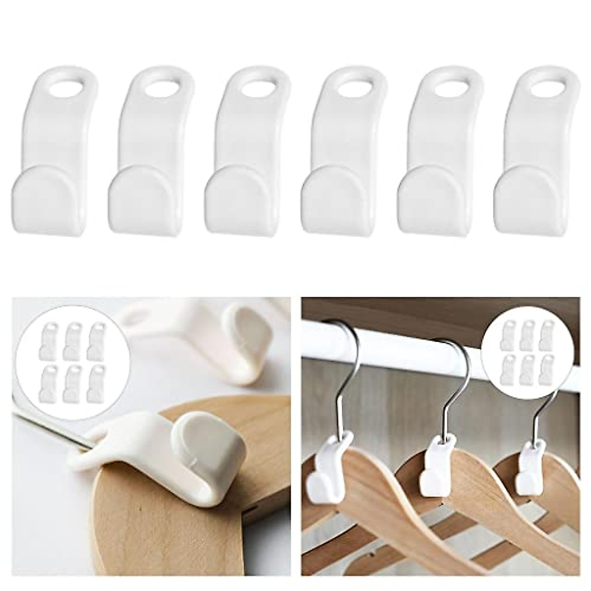 Prettyia 6X Heavy Duty Clothes Hanger Connector Connection Hook, Closet Space Saving Outfit Hangers Extender Clips Flocking Coat Hanger Extend Hook