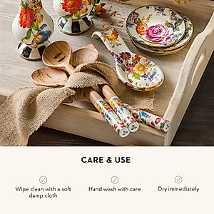 MACKENZIE-CHILDS Enamel Spoon Rest, Kitchen Utensil Rest and Spoon Holder, Kitchen Decor, White Flower Market