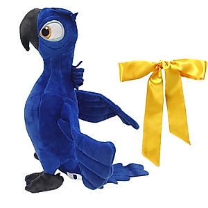 MUAQUATA Blue Parrot with Flower Stuffed Animal Plush Toy (Dark Blue Parrot with Scarf)