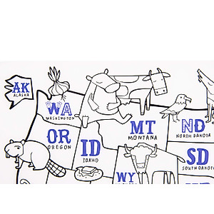 MODERN-TWIST Waterproof, Dishwasher Safe Mark, Mat & Marker Set, US Map