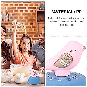 SOLUSTRE Mechanical Bird Kitchen Timer Wind Up 60 Minutes Timer Rotating Kitchen Cooking Timer Cute Time Management Tool Pink
