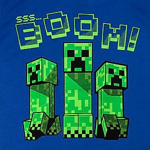 Minecraft Boys 3 Piece Fleece Pants Sets, Crew Neck Sweatshirt, T-Shirt, and Pants 3-Pack Bundle Set for Boys (Black/Blue, Size 7)