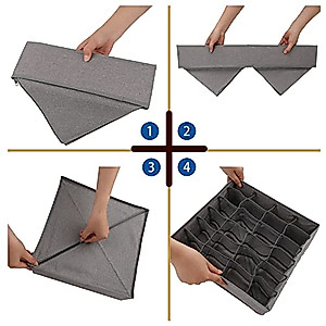 Uzifa Socks Underwear Drawer Organizer Divider Dresser Organizers Collapsible Closet Cabinet Organizer Storage Boxes for Socks, Underwear, Ties, Belts (24 Cells) -2 Pack