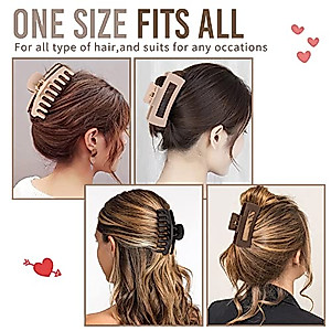 LuSeren Hair Clips for Women 4.3 Inch Large Hair Claw Clips for Women Thin Thick Curly Hair, Big Matte Banana Clips,Strong Hold jaw clips,Neutral Colors