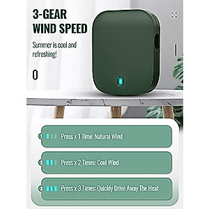 Dadanism Neck Fan, 2-in-1 USB Portable Fan 3 Speeds Rechargeable Hands Free Waist Clip Necklace Fan, Adjustable, Detachable Cooling Desk Fan for Office Outdoor Travel Queue, Green