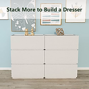 woodtalks Stackable 1 Drawer Dresser, Multi-Purpose Storage Closet Cube Dressers for Bedroom, Storage Cabinet for Entryway, Nightstand Sofa Beside Table Drawer Chest, 23.6 in, White Oak