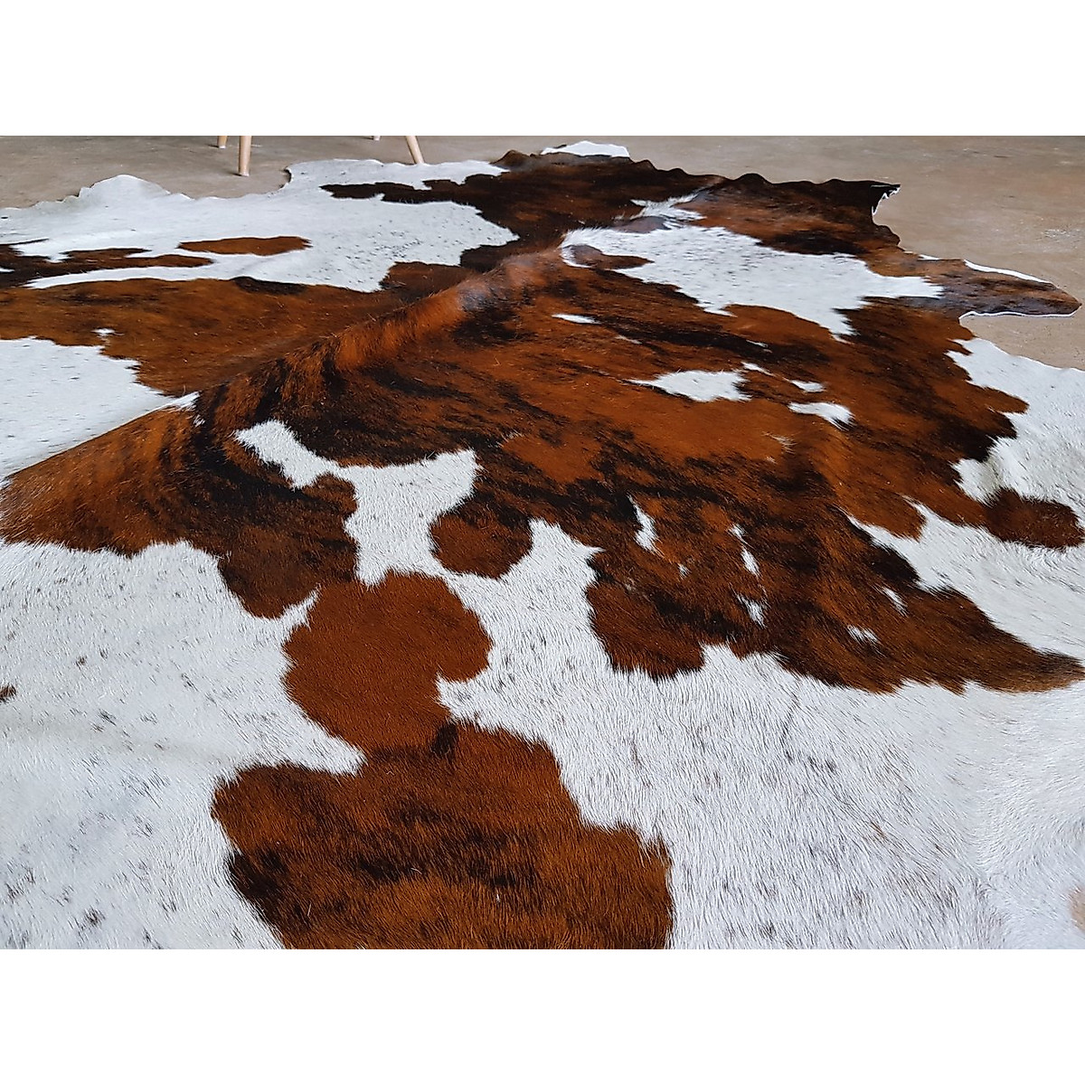 ecowhides 100% Genuine Brazilian Cowhide Rug - Tricolor - Luxury Cowskin Cow Hide Leather Area Rug Home Decor, (XXL) 8 X 7 ft