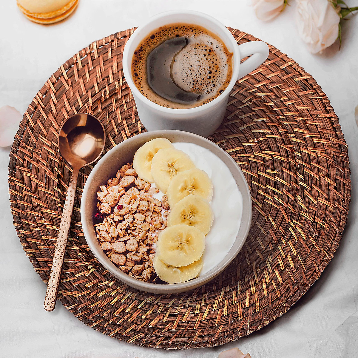 Artera Wicker Rattan Charger Plates - Set of 8, 13 inch Round Woven Plate Holder, Decorative Service Plates for Home, Professional Fine Dining Perfect for Events & Dinner Parties