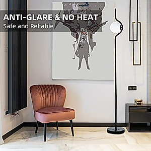 MELIFO Floor Lamp,Standing Lamp with Frosted Glass Globe,Morden Glod Tall Lamp with Foot Pedal.Mid Century Floor Lamps for Living Room,Bedroom,Office,Reading (Black)