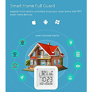 Wi-Fi Temperature Hygrometer Sensor, Thermometer Humidity Hubs & Controller, If Link with a TUYA Plug or IR Remote, Smart Control Heating Fan Cooling Humidifier & dehumidifier Compatible with Alexa