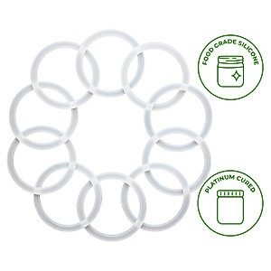 Platinum Silicone Sealing Rings Gaskets for Leak Proof Mason Jar Lids (10 Pack, Wide Mouth)