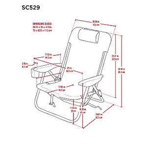Rio Brands 4-Position Backpack Lace-Up Suspension Folding Beach Chair, Light Blue