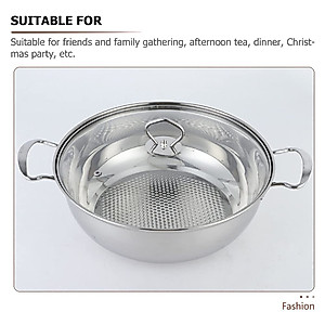 cabilock Stir Fry Pan 26cm Shallow Soup Pot with See Through Lid Safe Stainless Steel Pot Food Grade Heavy Duty Stock Pot Hot Pot Cookware Chinese Induction Shabu Pot