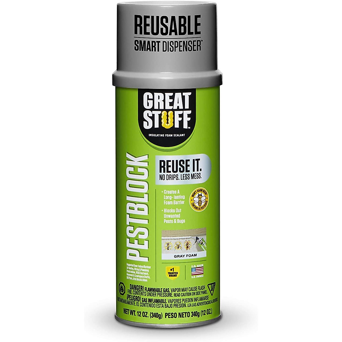 Great Stuff Pestblock Smart Dispenser - 3 Pack (3 x 12oz), Cans Off-White Spray Foam sealant for House/Home