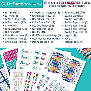 Best Planner Sticker Variety Bundle of 672 Stickers for Productivity, Priorities, Goal Setting, Checkboxes, Deadlines for Calendars and Daily Thankfulness & Gratitude Journals & Bullet