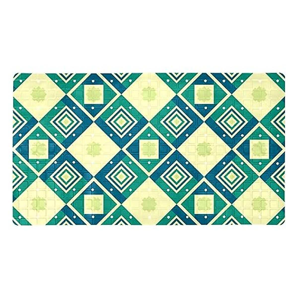 Bath Tub Shower Mat - Anti-Slip PVC Material 15.1x26.8 in, Gentle Cushioning Quick Drying Suction Cups Reliable Solution - Geometric Plaid Pattern Non-Slip Floor Mat