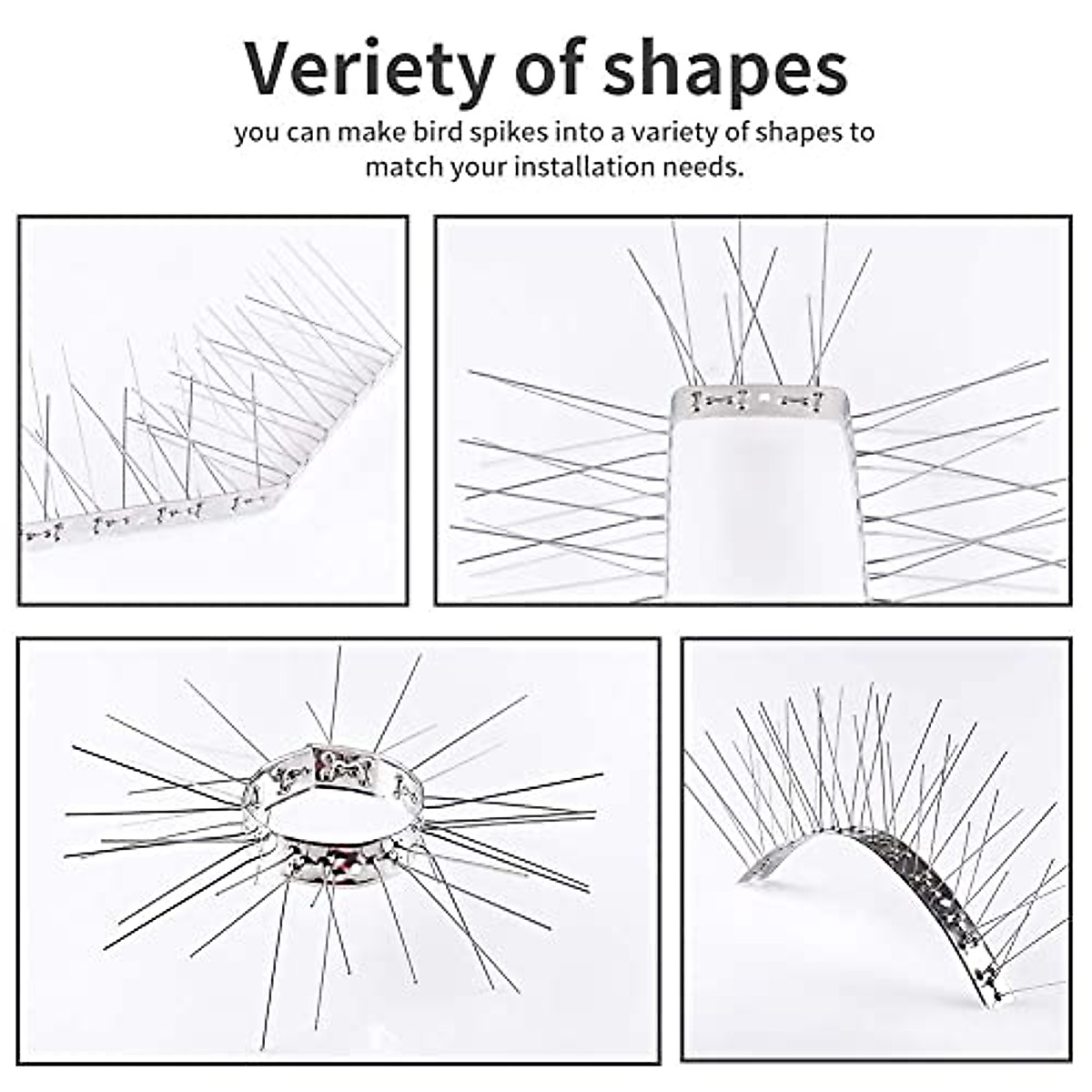 Recie 40 Feet Bird Spikes for Pigeons Small Birds, Premium Stainless Steel Bird Deterrent Spikes, Strong Flexible Anti Bird Spikes to Keep Birds Away (37 Pack - Unassembled)