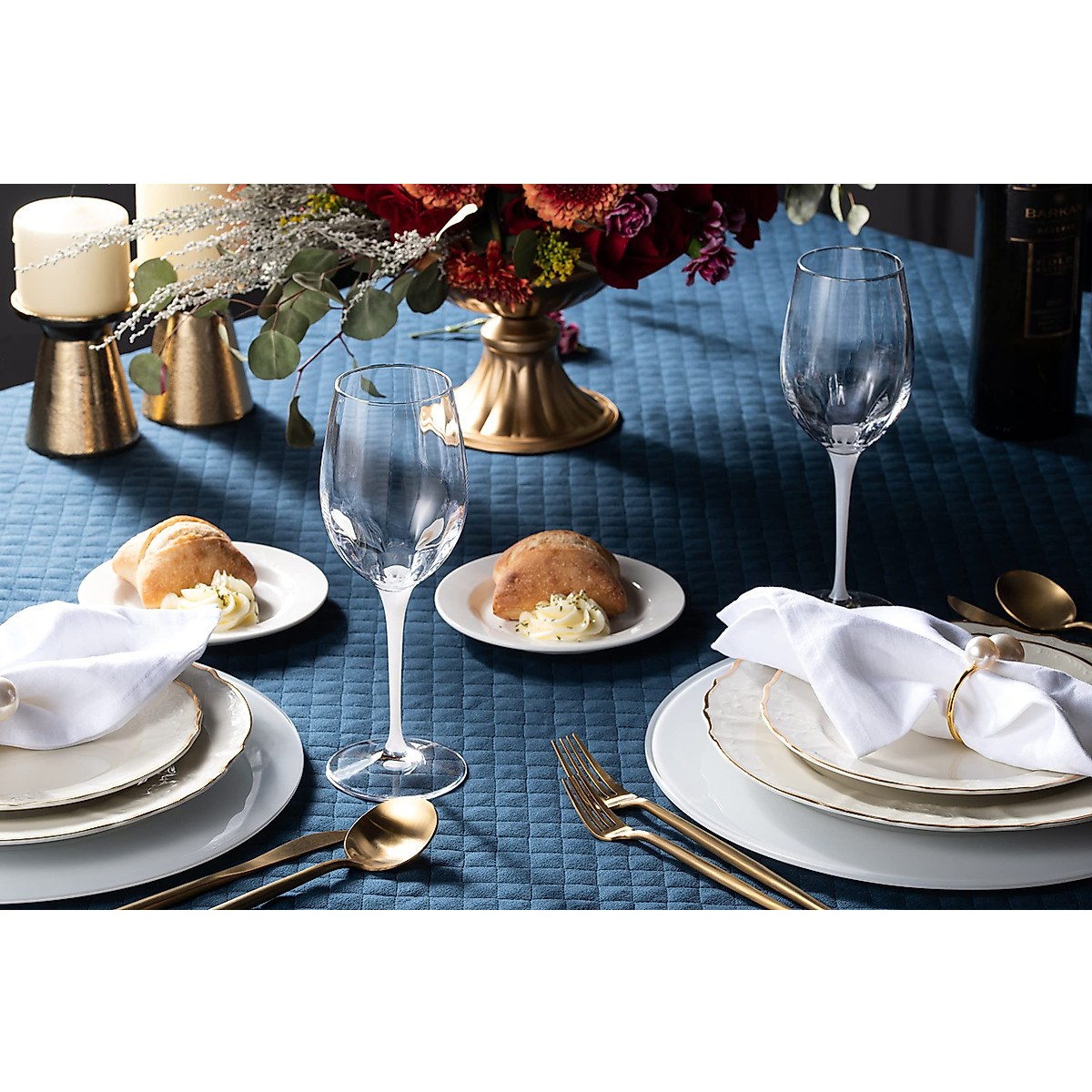 Barski Goblet - Red Wine Glass - Crystal Glass - Water Glass - White Stem - Stemmed Glasses - Set of 6 Goblets - 18 oz Made in Europe