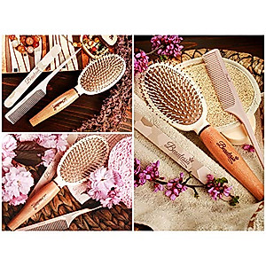 Hair Brush, Hair Comb and Nail File - Hair Brush Set | Detangling Hair Brush, Hair Brush for Women | Rat Tail Comb, Teasing Comb | Double Sided Nail File