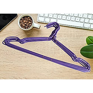 Decohomeforu 10 Pack Purple Wire Clothes Hangers, Heavy Duty Durable Coat Hangers, Lightweight Slim Space Saving Laundry Hangers, Non Slip Wardrobe Clothing Hangers, Suit Shirt Dress Trouser Hangers