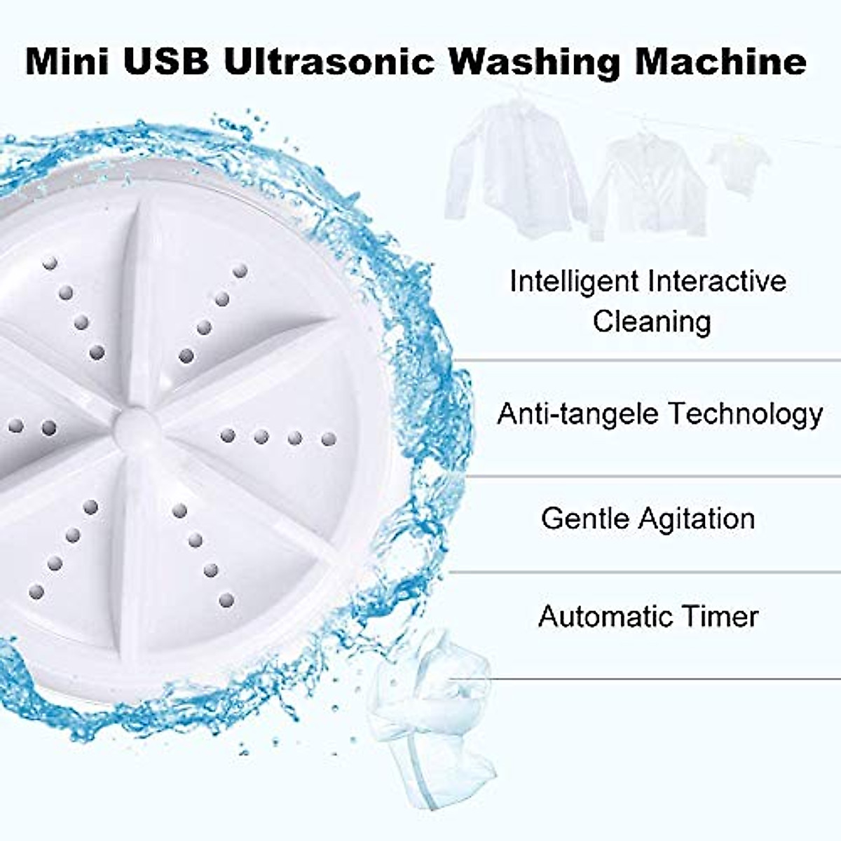 DC10V 6W, Mini Washing Machine, USB Folding Portable, 9x4cm/3.5x1.6in, for Travel Camping