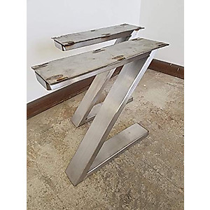 Brushed Stainless Table Legs, Z-Shaped - Any Size