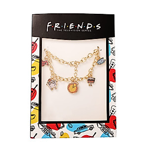 Friends TV Show Fashion Charm Bracelet, 5 Charms, 7" + 1" Extender