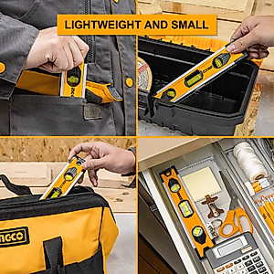 INGCO 9 Inch level Tool, Professional Torpedo Level Magnetic - Easy to Read Bubble Levels for Construction and DIY Projects