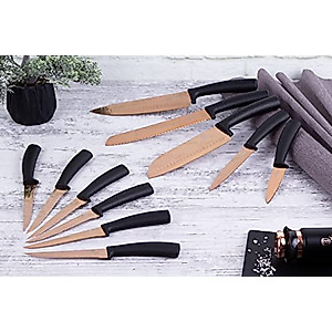 Berlinger Haus 11 Piece Knife Set, Eco Friendly Knives Set for Kitchen, Cooking Knives with Ergonomic Handles, Sharp Cutting Stainless Steel Chef Knife Set, Rose Gold