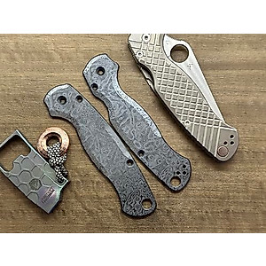 Alien Black engraved Titanium Scales for Spyderco Paramilitary 2 PM2