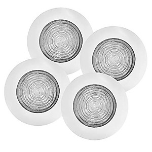 6" White Metal Shower Trim with Fresnel Glass Lens - for Wet Locations - for 6" Recessed Can Lights - UL Listed (White-Fresnel (4-Pack))
