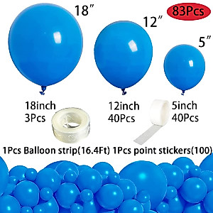 Royal Blue Balloons 18 12 5 Inch, 85pcs Royal Blue Balloon Garland Arch Kit Different Sizes Latex Birthday Party Balloons Baby Shower Graduation Decorations Gender Reveal Balloons