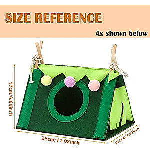 Hamster Tent - Guinea Pig House Small Animal Hiding Place Small pet nest Wooden Stick Triangle Tent for Guinea Pigs, Hamsters, Flying Squirrels, etc. (Green)