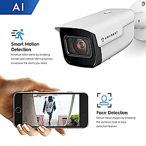 Amcrest 4K Optical Zoom AI IP PoE Camera, Varifocal 8MP Outdoor IP POE Camera Bullet, Face Detection, Human & Vehicle Detection, 2.7mm~13.5mm Lens, IP67, 5X Optical Zoom, (IP8M-VB2896EW-AI)