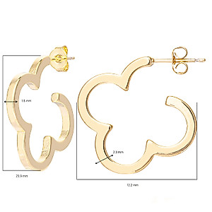 Clover Leaf Earrings, ETREM 14K Gold Plated Lucky Clover Earrrings for women & Girls (Made in Korea) Quality Cuff Earrings Huggie Stud Hoop Earrings for Women Nickel free