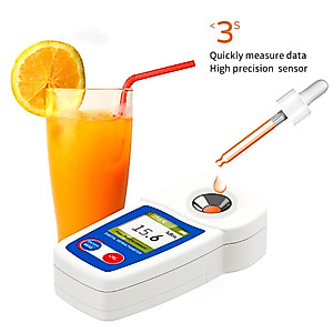 Digital Brix Refractometer Flagfront brix Meter Refractometer Automatic Temperature Compensation Brix Refractometer Range 0-55%，±0.1% Precision for Fruit Juice Coffee