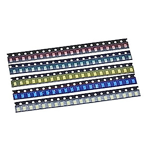 Cermant(5 Colors x 20 pcs = 100 pcs)1206 SMD LED Diode Lights Kit(Mini Chip 0.12 x 0.06 inch) Super Bright Lighting Bulb Lamps,Electronics Components Light,Emitting Diodes