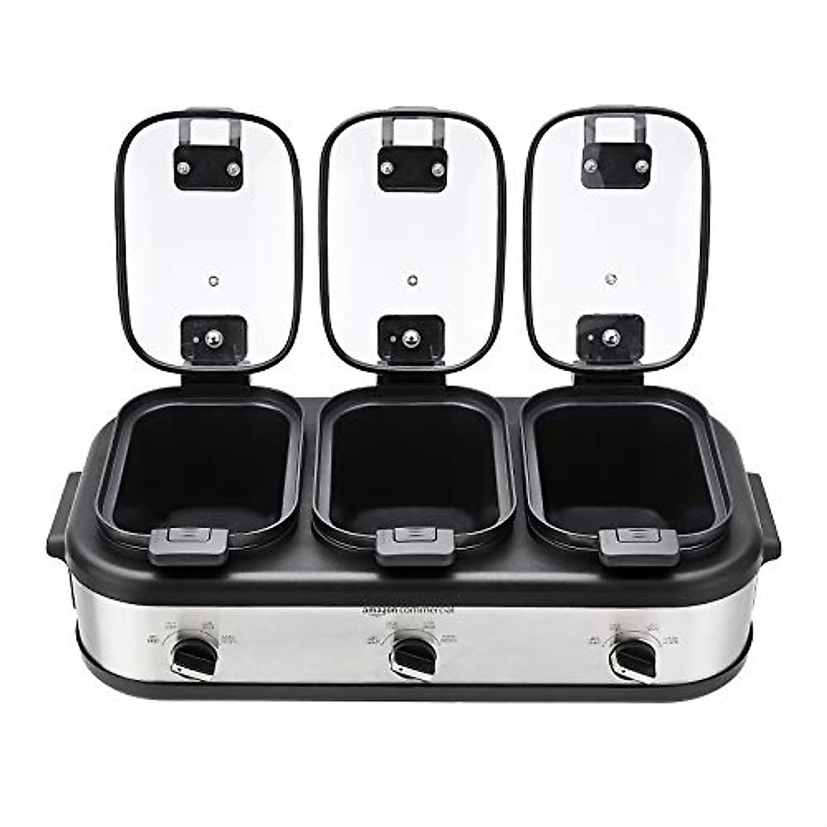 AmazonCommercial Stainless Steel 3x2.5QT Triple Slow Cooker
