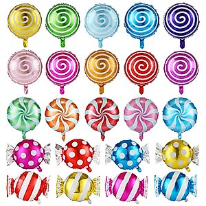 23PCS Sweet Candy Bar Balloons 18" Foil Mylar Lollipop Christmas Balloons for Holiday Baby Shower Birthday Party Supplies Decorations