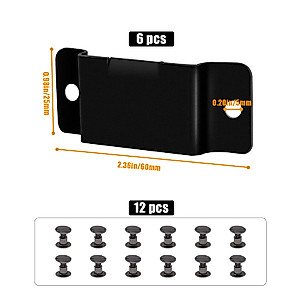 KIBBEH 6 Pcs Tape Measure Holder Metal Tape Measure Holder for Belt, Tape Measure Clips with Rivets, Tape Measure Hanging Tape Holder for Easy to Carry(Matte Black）