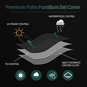 KAIDYSENY Patio Furniture Set Cover - 98"Lx78"Wx32"H Rectangle Outdoor Dining Set Cover for Outside Table and Chairs, Durable 600D Oxford Sectional Sofa Set Covers Waterproof, Anti-UV, Anti-Fading