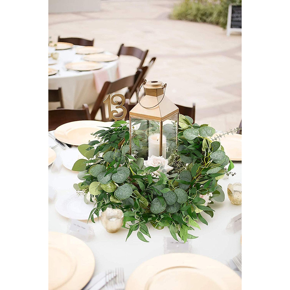 SOMYTING 2 PCS 6ft Artificial Eucalyptus Garland with Willow Leaves, Faux Greenery Garland Hanging Plants for Wedding Backdrop Arch Wall Garden Home Decor (Eucalyptus Willow Leaves, 2)