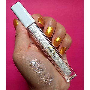 Glitter Lip Gloss Silver White High Shine Glossy Finish Moisturizing with Shea Butter | Talc-Free Mica-Free Paraben-Free Gluten-Free Vegan
